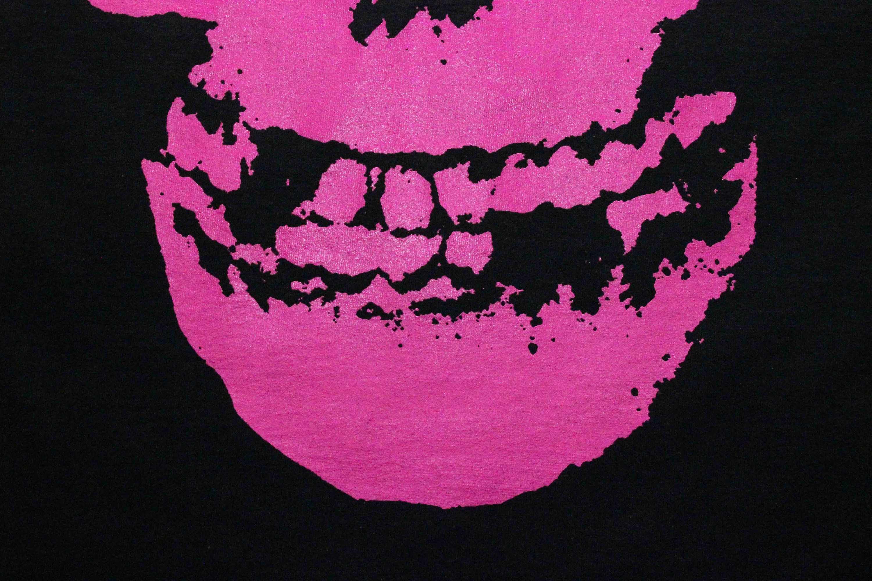 THE MISFITS Heart Eyes Hand Silk Screen Print Fuchsia Pink Fiend Skull ...