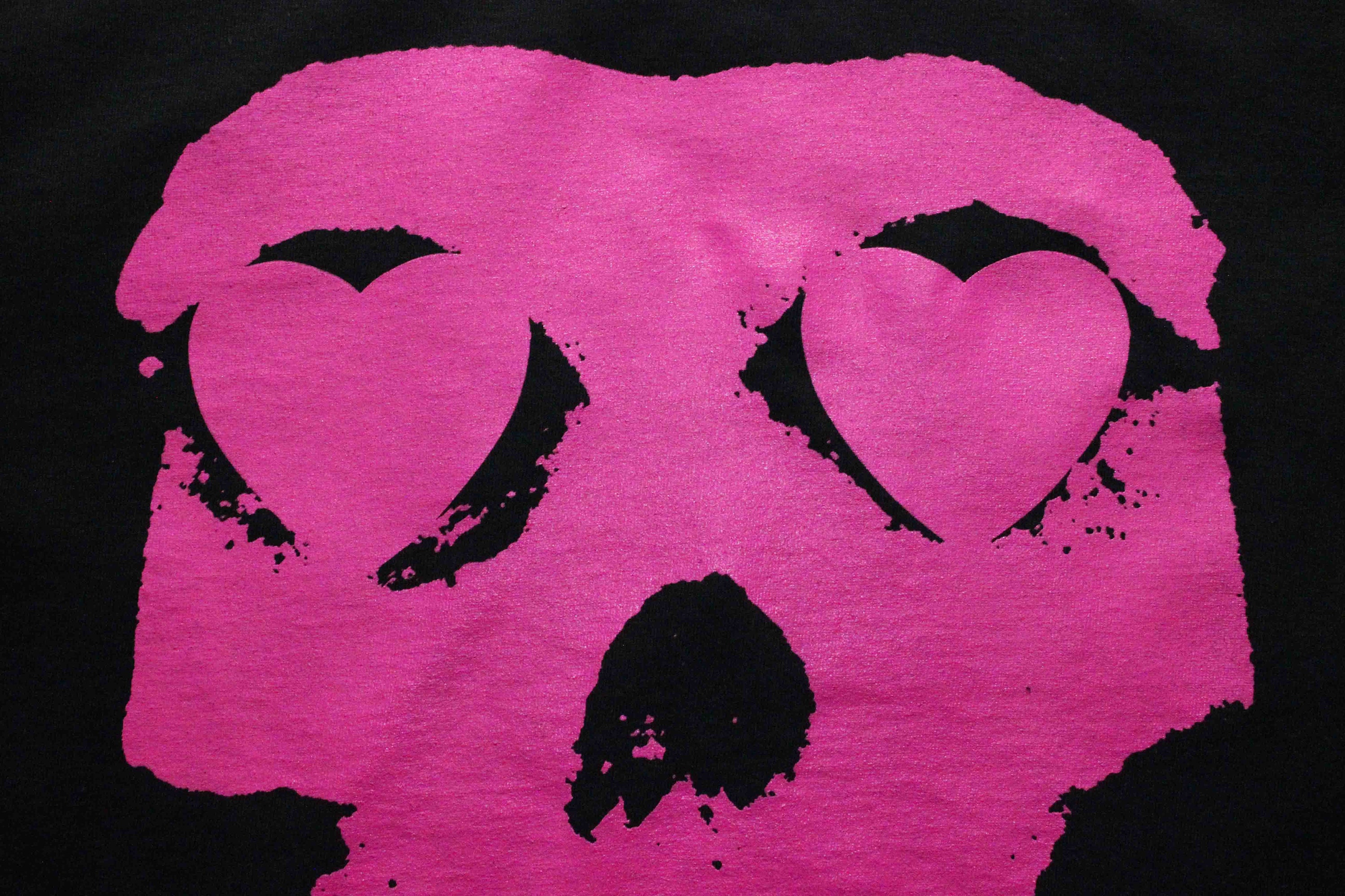 THE MISFITS Heart Eyes Hand Silk Screen Print Fuchsia Pink Fiend Skull ...