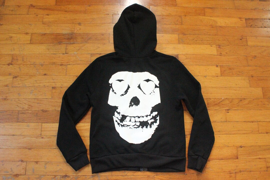 1 of 1 MISFITS Heart Eye Fiend Skull Goth Punk Love Bam Margera Zip ...