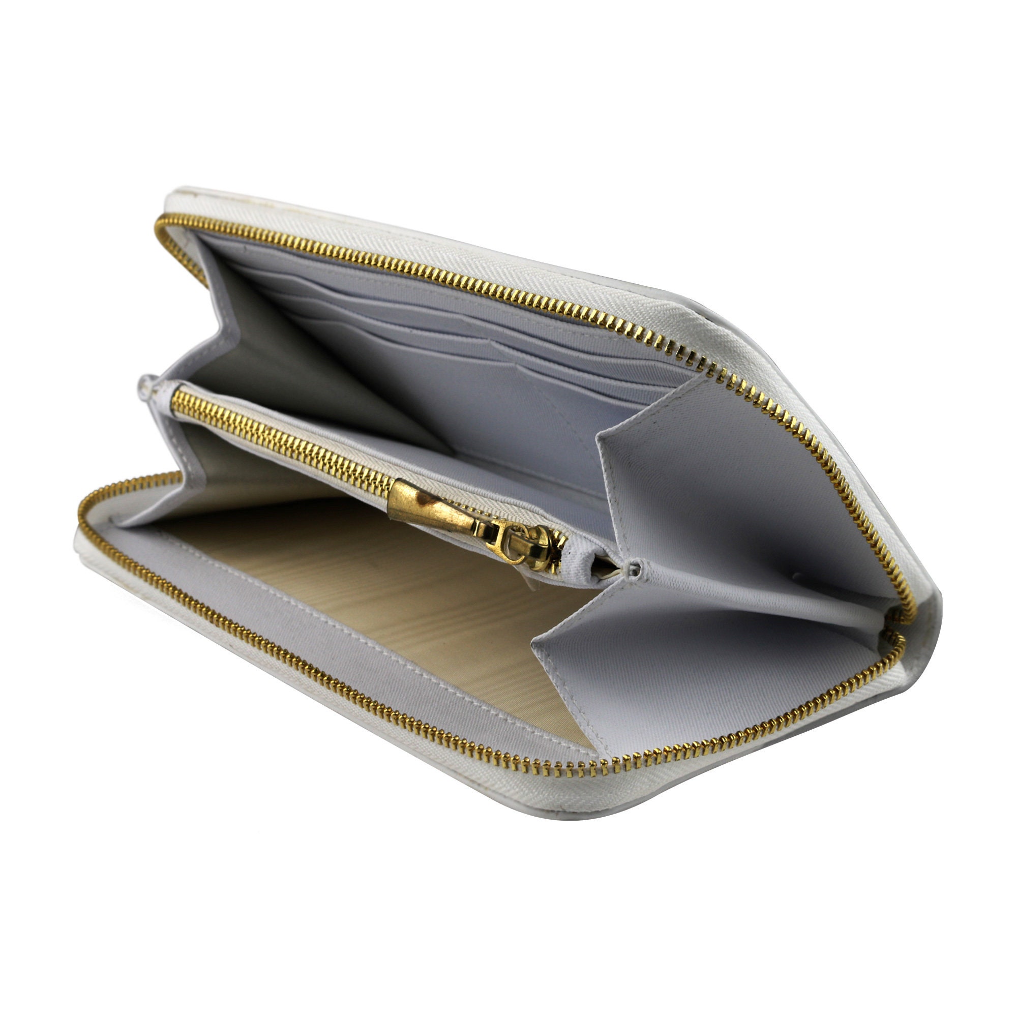 White leather wallet for women all-around zipper wallet | Etsy