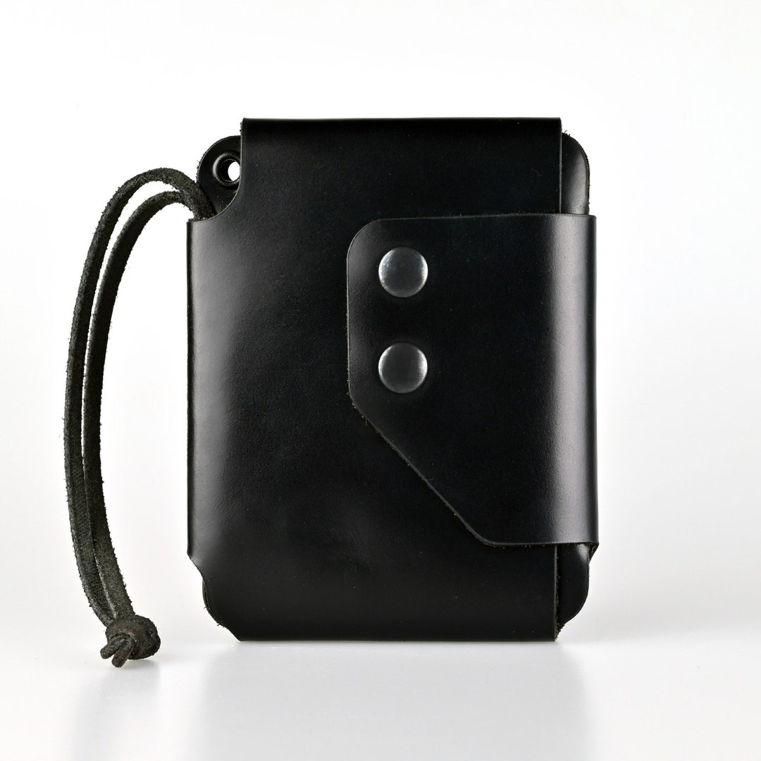 AirTag Minimal EDC Black Leather Wallet Smartcard Smarttag Pocket, Pull ...