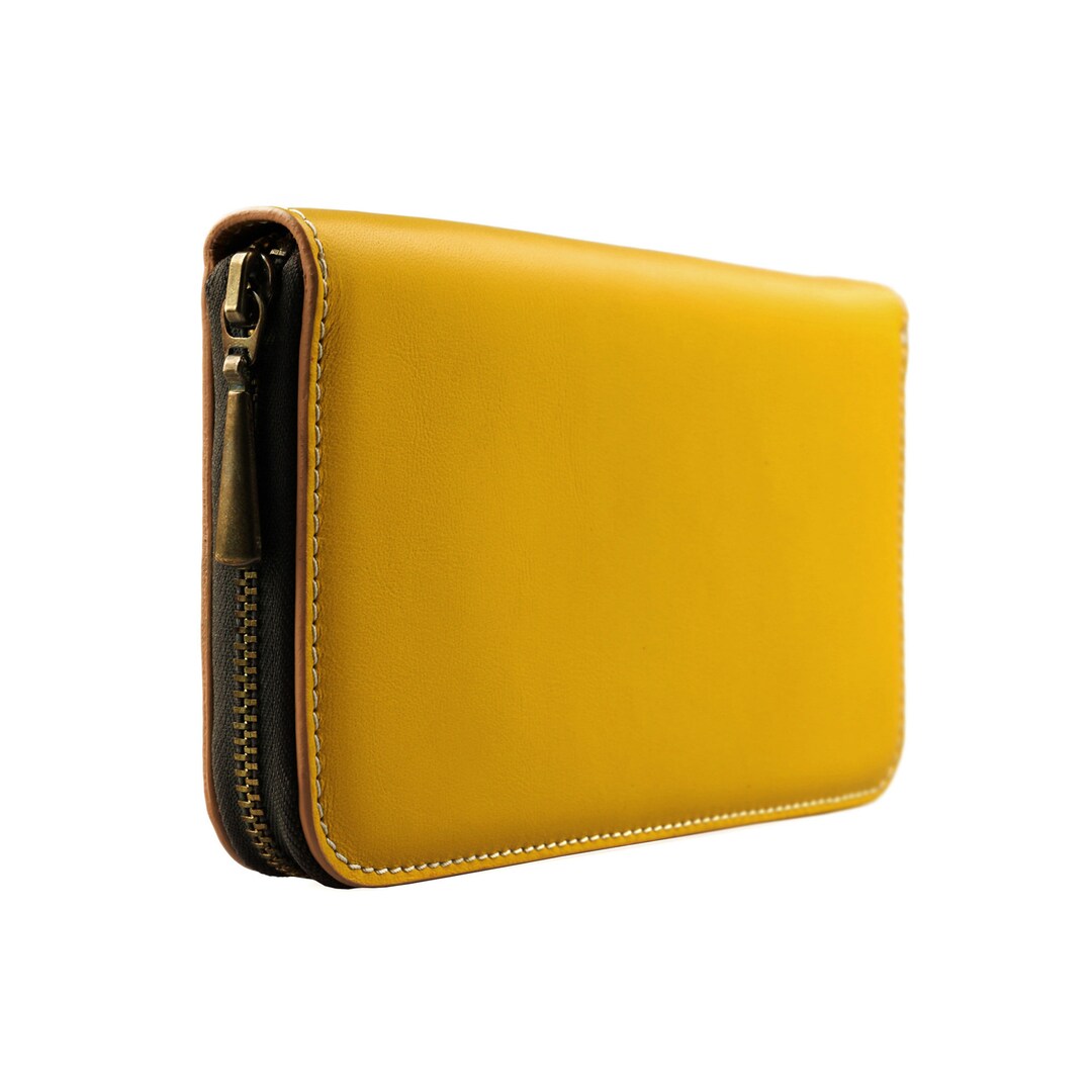 Yellow Wallet for Women, Small Hand Purse All Around Zipper Free Name ...