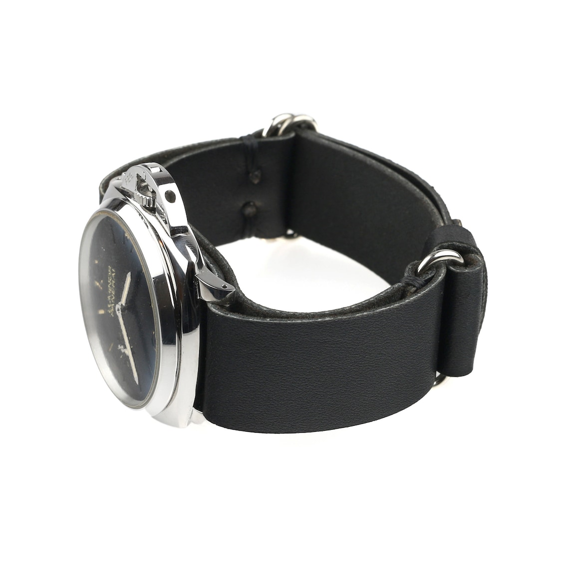 Black Leather Army Watch Strap, Large Wrist Strap, Custom Size 17mm ...