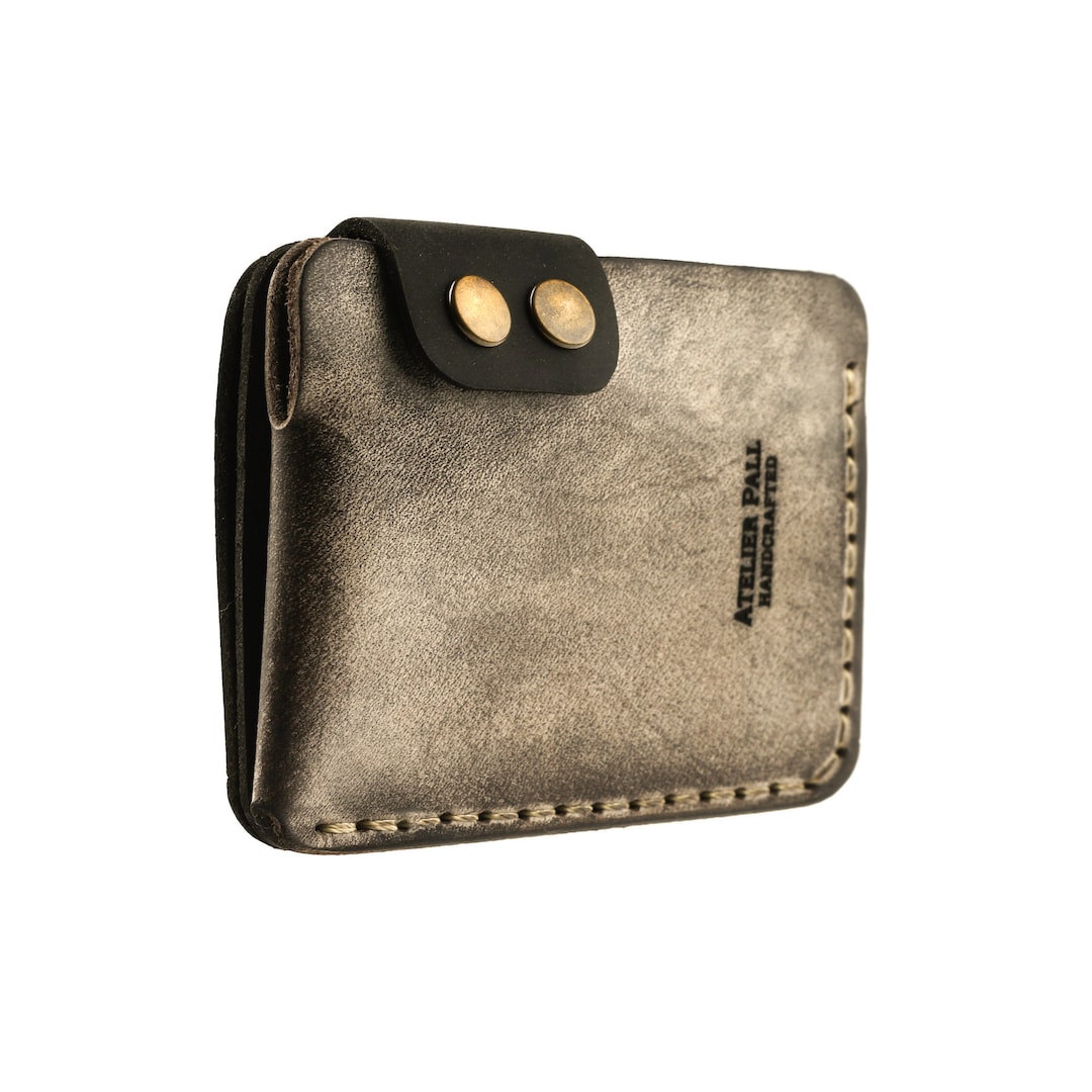 Slim Wallet for Men Women Distressed Brown Leather Tracked Pocket With ...