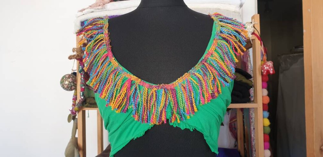 Funky Summer Festival Crop Top. Fringe Vest With Embroidery. Tassle Top ...