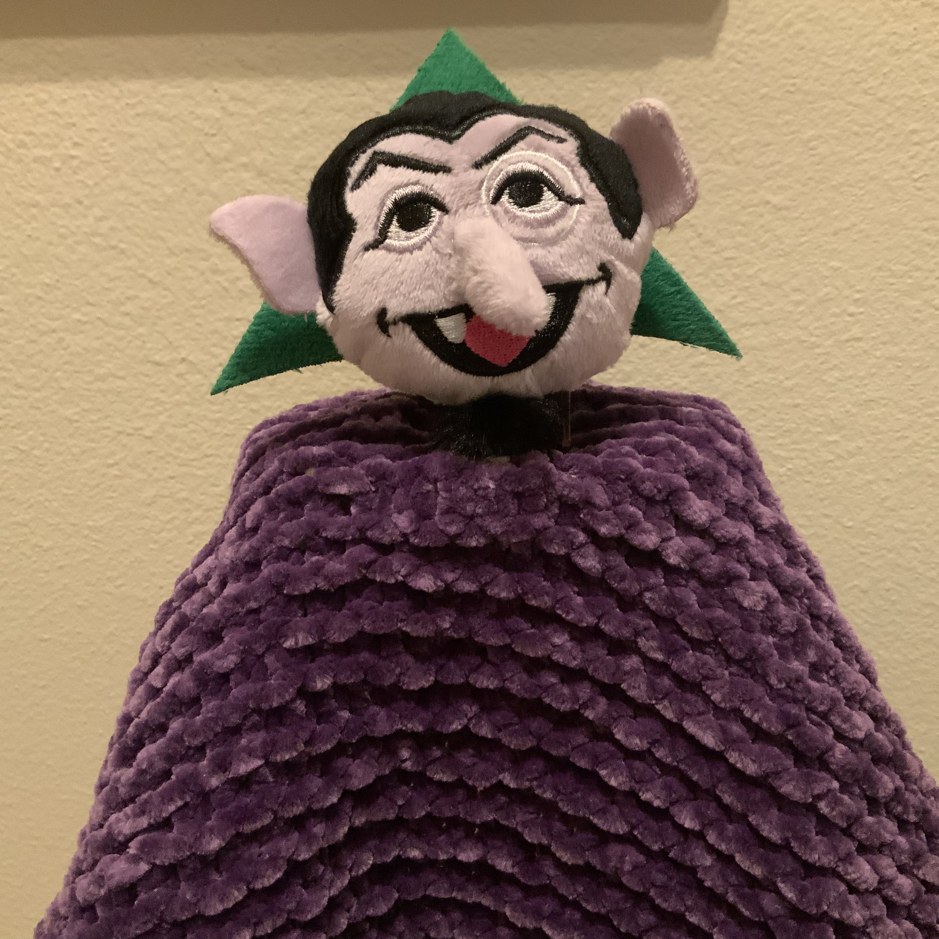 COUNT Von COUNT Sesame Street Lovey Security Blanket, Hand Knit Purple ...