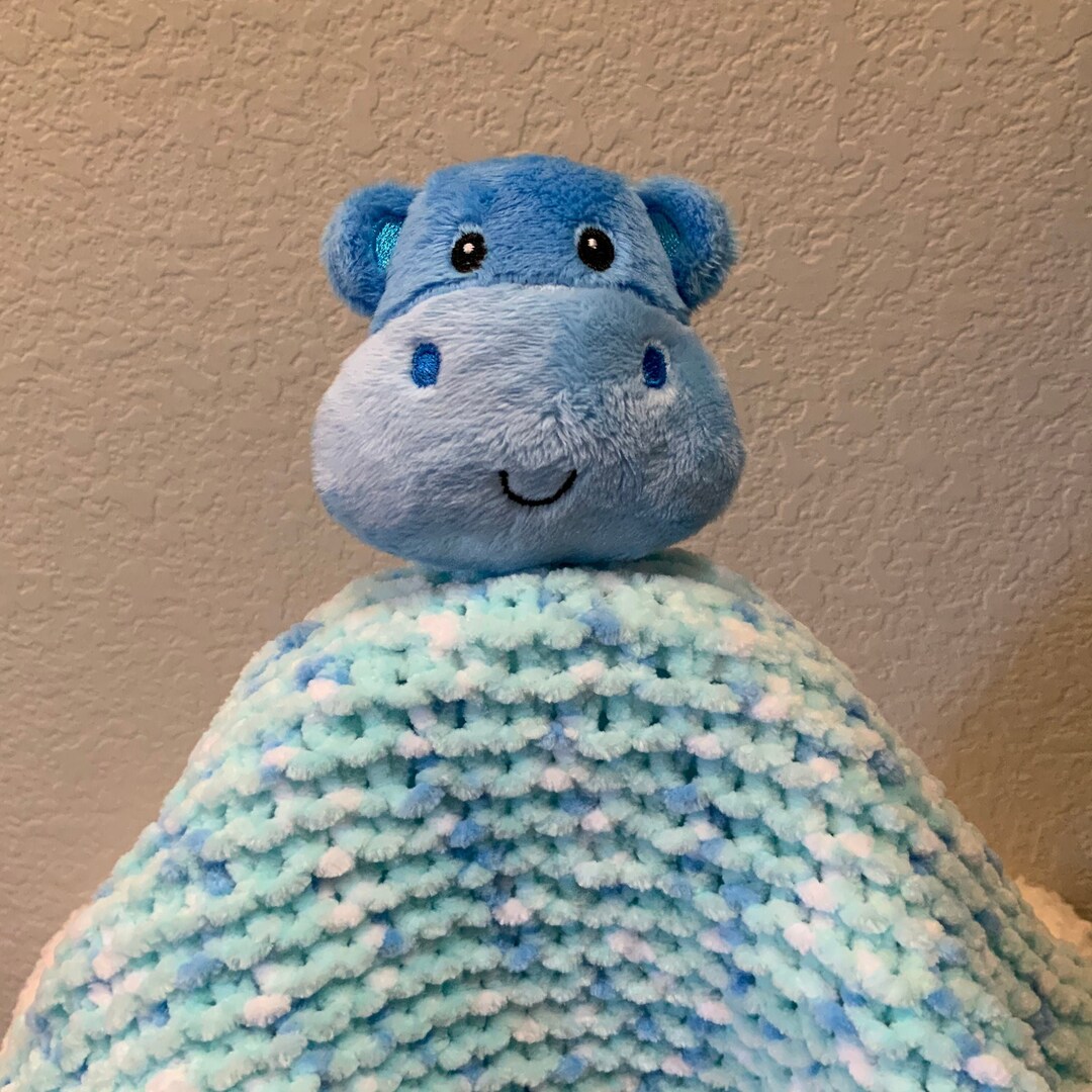 HIPPOPOTAMUS Lovey Security Blanket, Hand Knit Hippo Lovie plush toy in ...