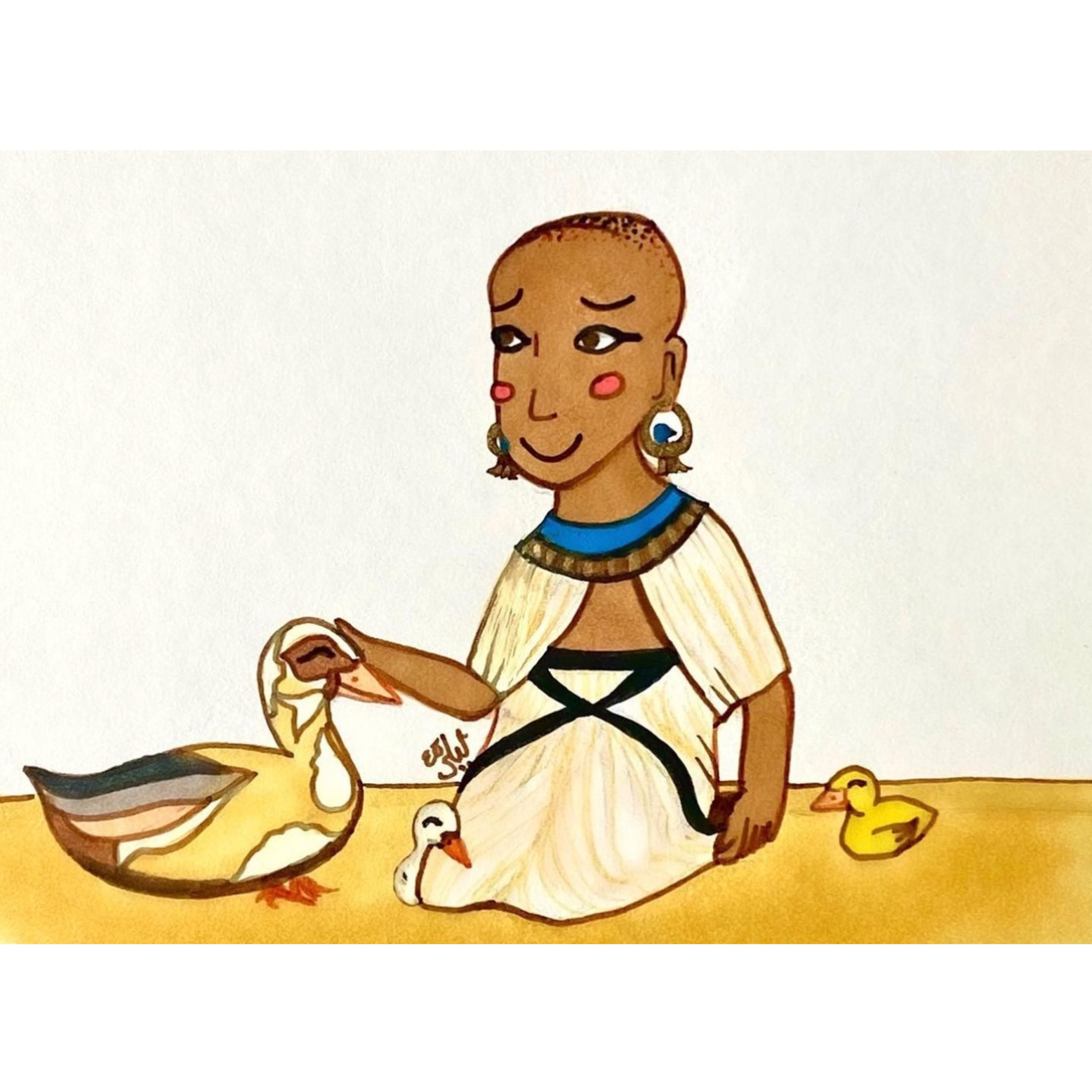 Duck Boy Tutankhamun Egyptian History Art Print signed King Tut ...