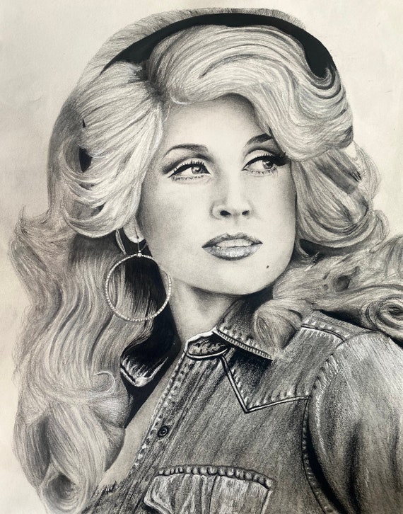 Dolly Parton Art Print Drawing Artwork Black & White - Etsy