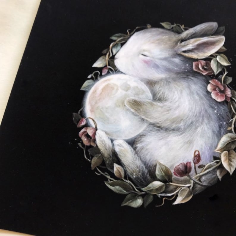 Lunar Rabbit 5x5 Fine Art Print - Etsy