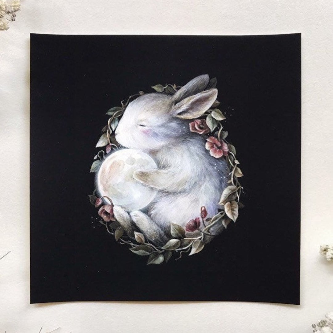 Lunar Rabbit | 5x5 Fine Art Print - Etsy