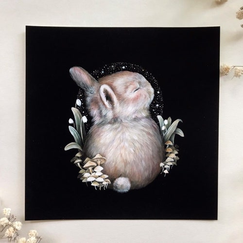 Lunar Rabbit 5x5 Fine Art Print - Etsy