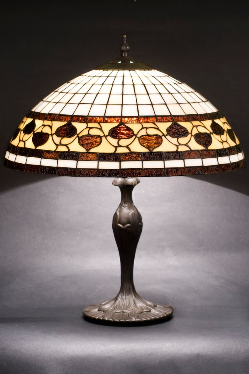 Stained Glass Lamp Acorn Table Lamps Desk Lamp Library - Etsy