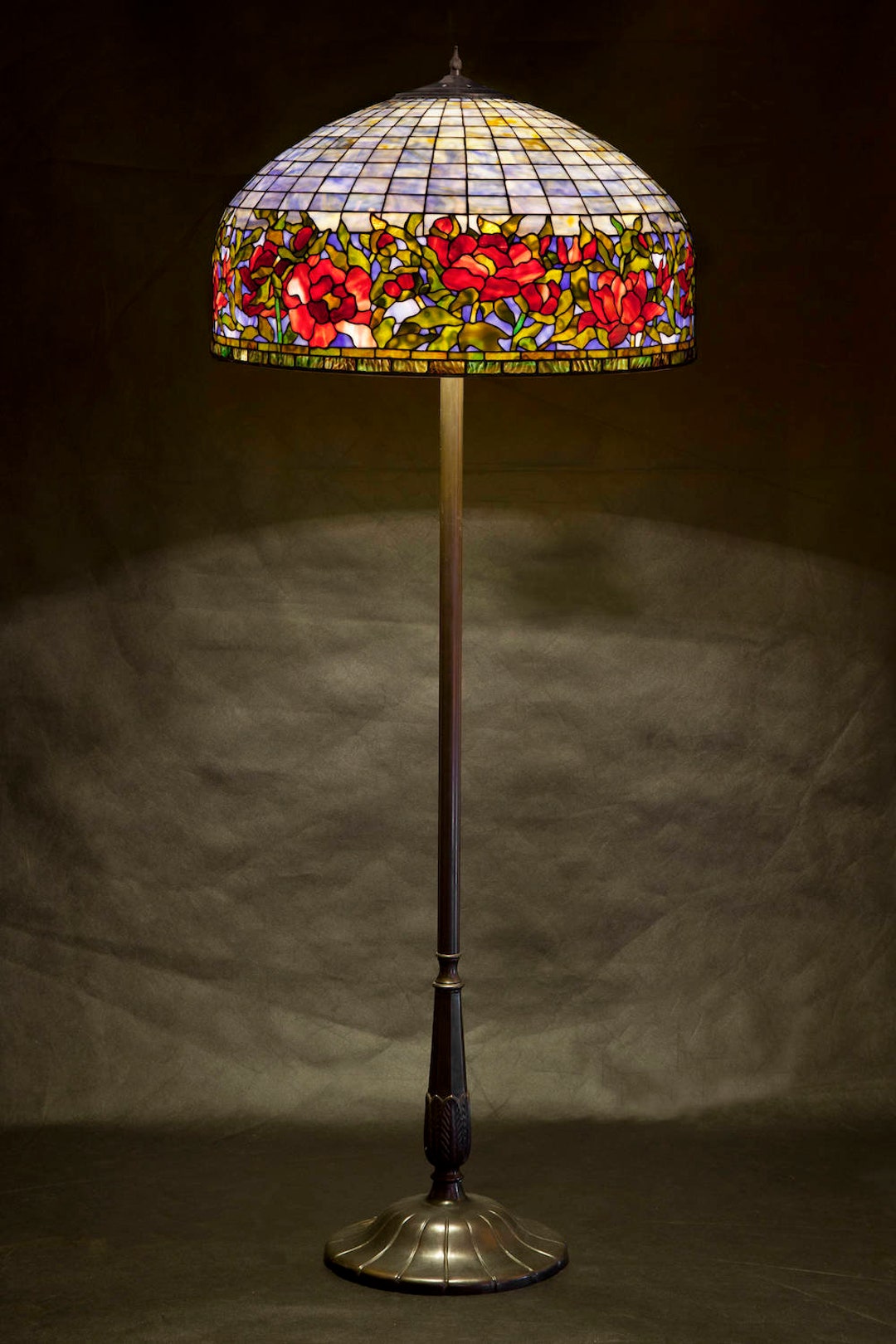 24" Border Peony, Tiffany Lamp, Floor Lamp, Replica Tiffany, Stained ...