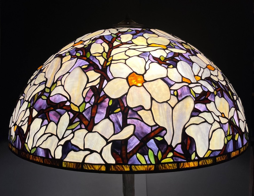 28" Magnolia Floor Tiffany Lamp, Lobby Lamp, Floor Lamp, Standing Lamp ...