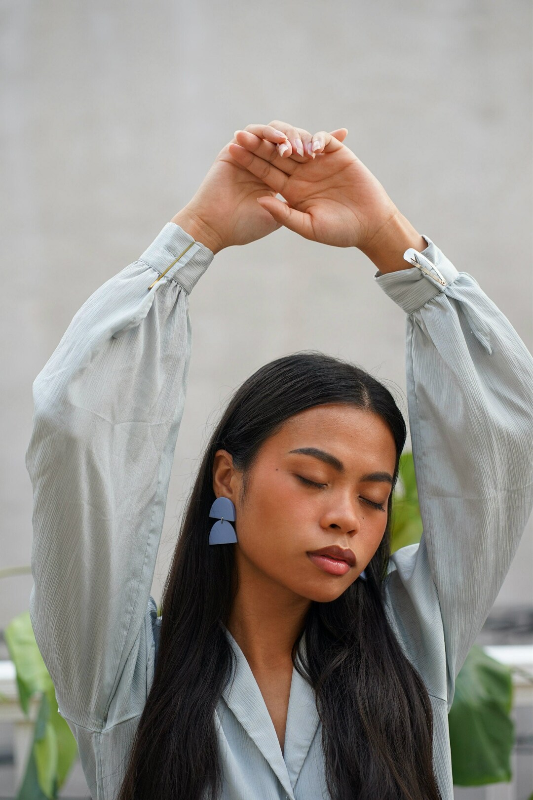 Double Half Moon – Light Blue Lightweight Clay Earrings for Modern ...