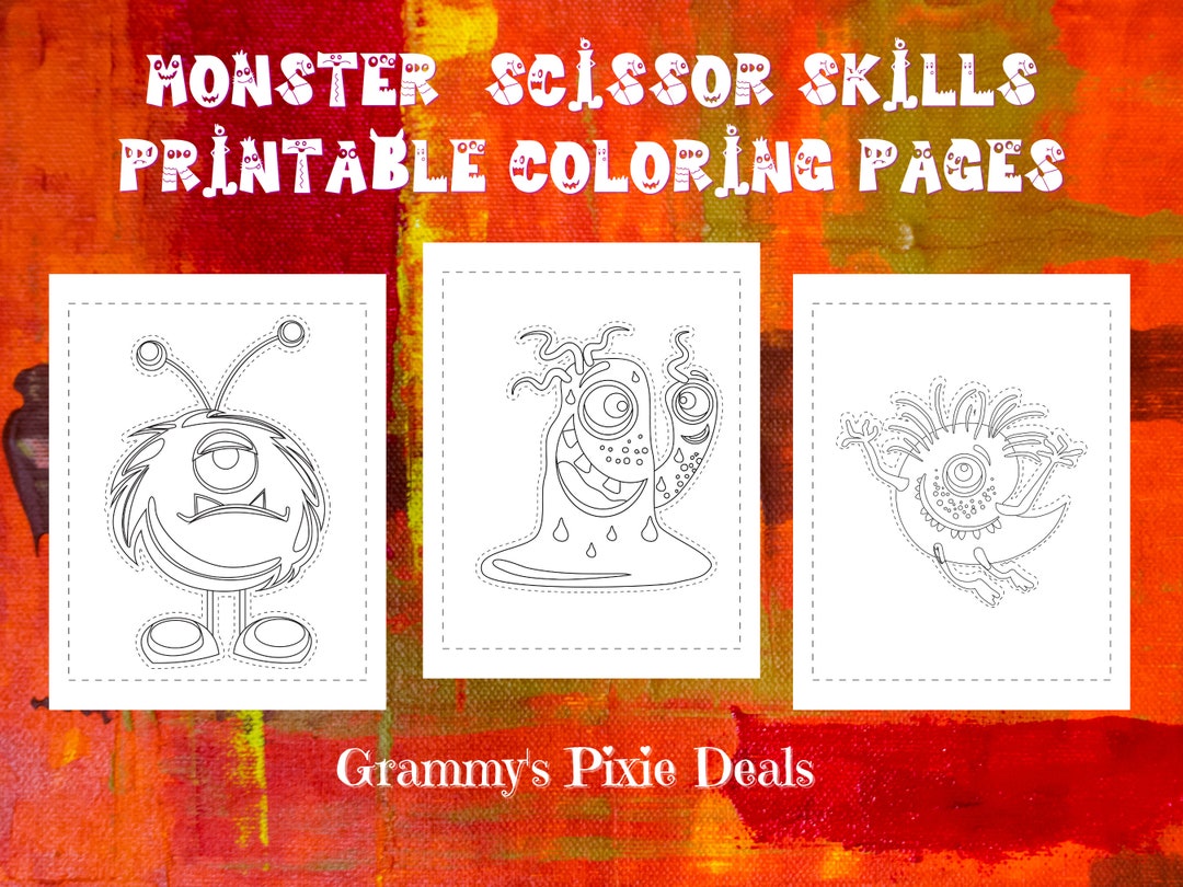 Monster Scissor Skills Coloring Pages20 Printable Monster Coloring ...