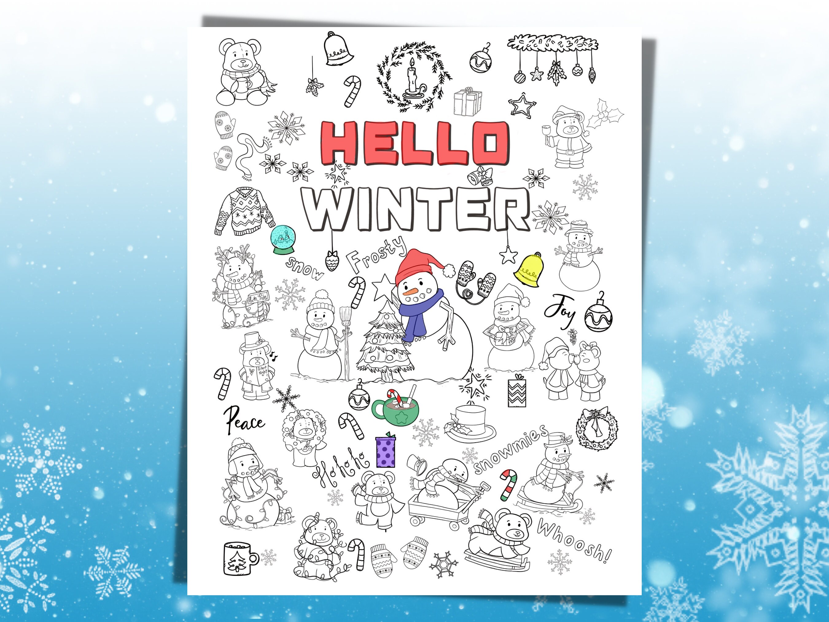 Giant Winter Coloring Poster, Coloring for Kids, Homeschool Printables ...