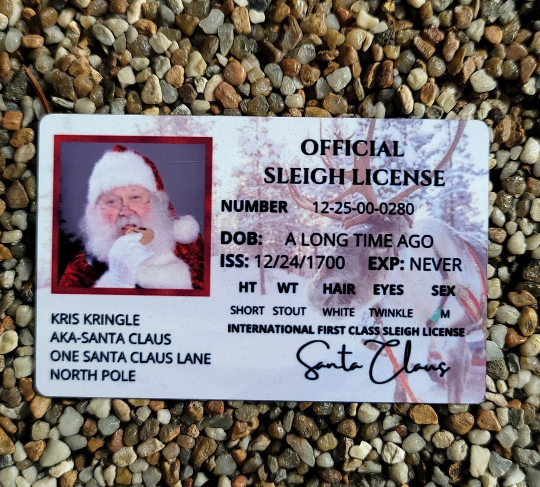 Santa Claus Lost Driver's License Card, Santa's Lost ID Card, Santa ...