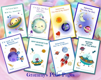 Printable Space Valentine's Day Cards, Valentines Card for Kids, Outer ...
