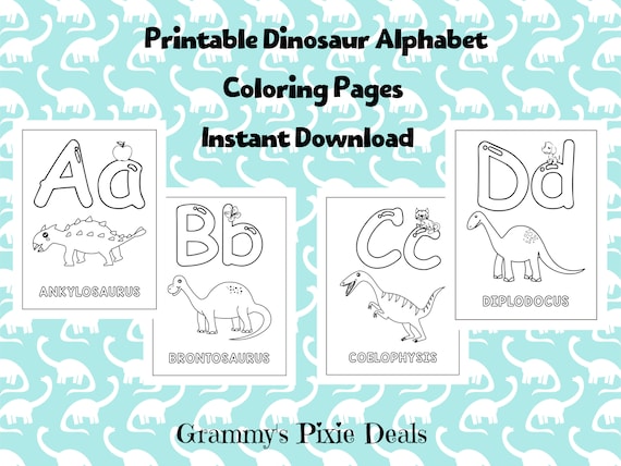 Dinosaur Alphabet Coloring Pages26 Printable Coloring Pages | Etsy