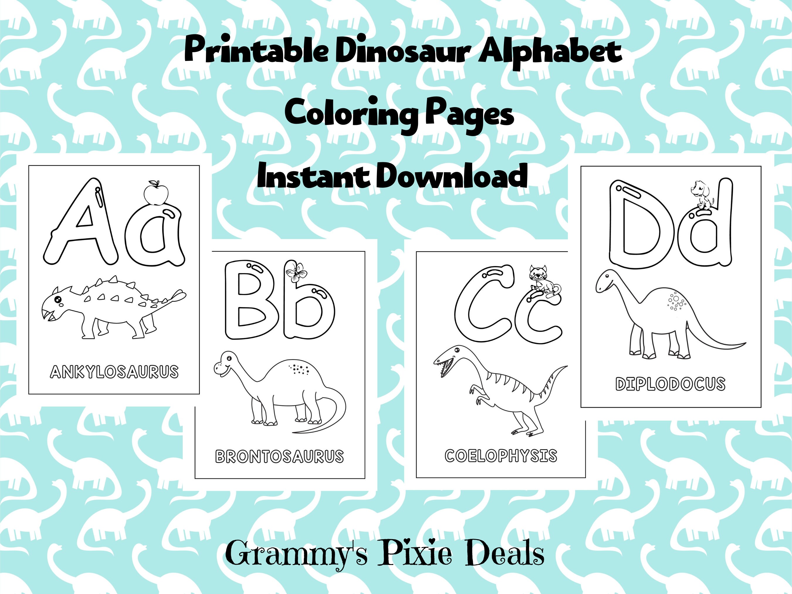 Dinosaur Alphabet Coloring Pages26 Printable Coloring Pages - Etsy España