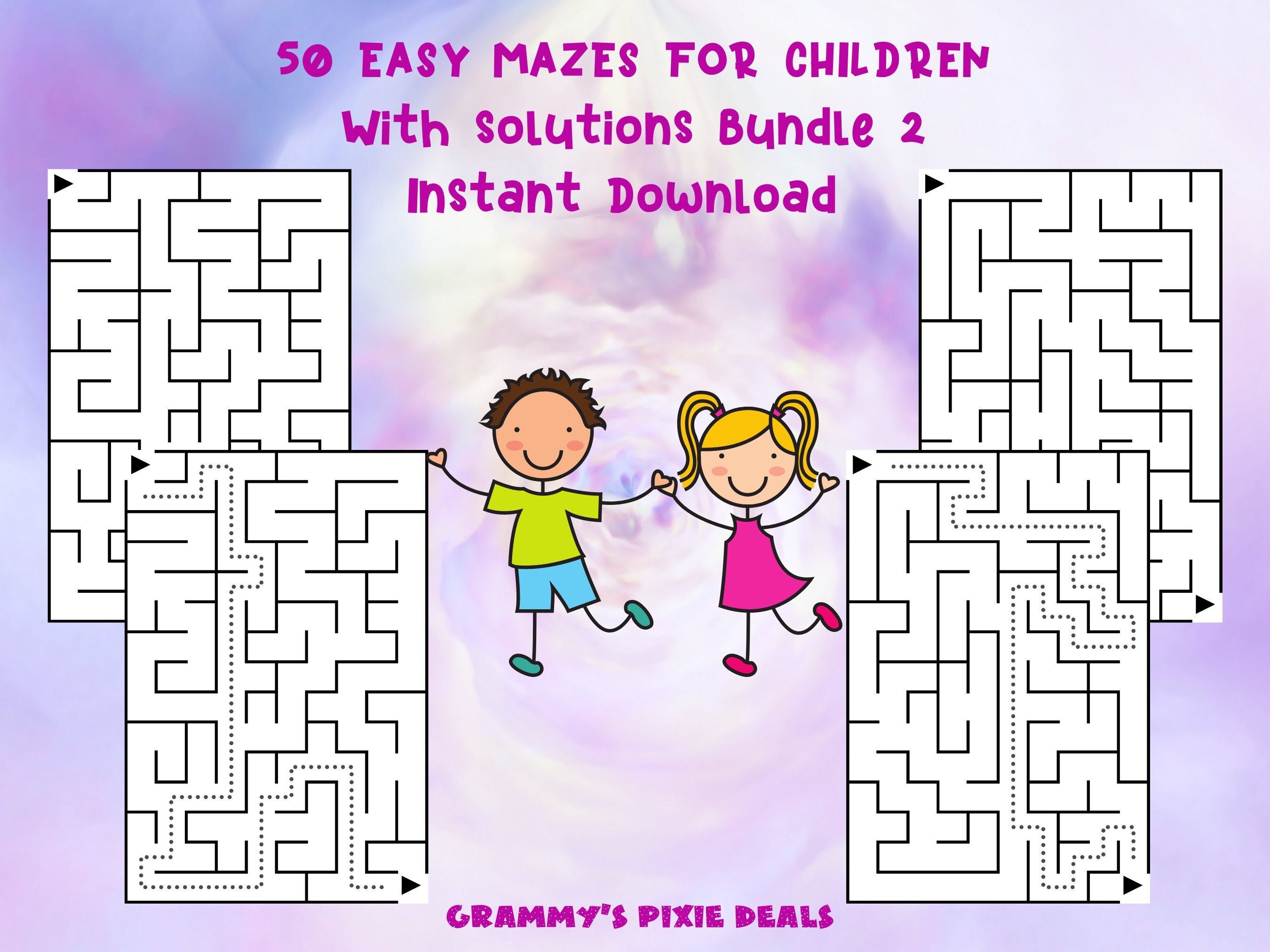 Bundle Two 50 Easy Mazes for Children With Solutions Pages50 - Etsy