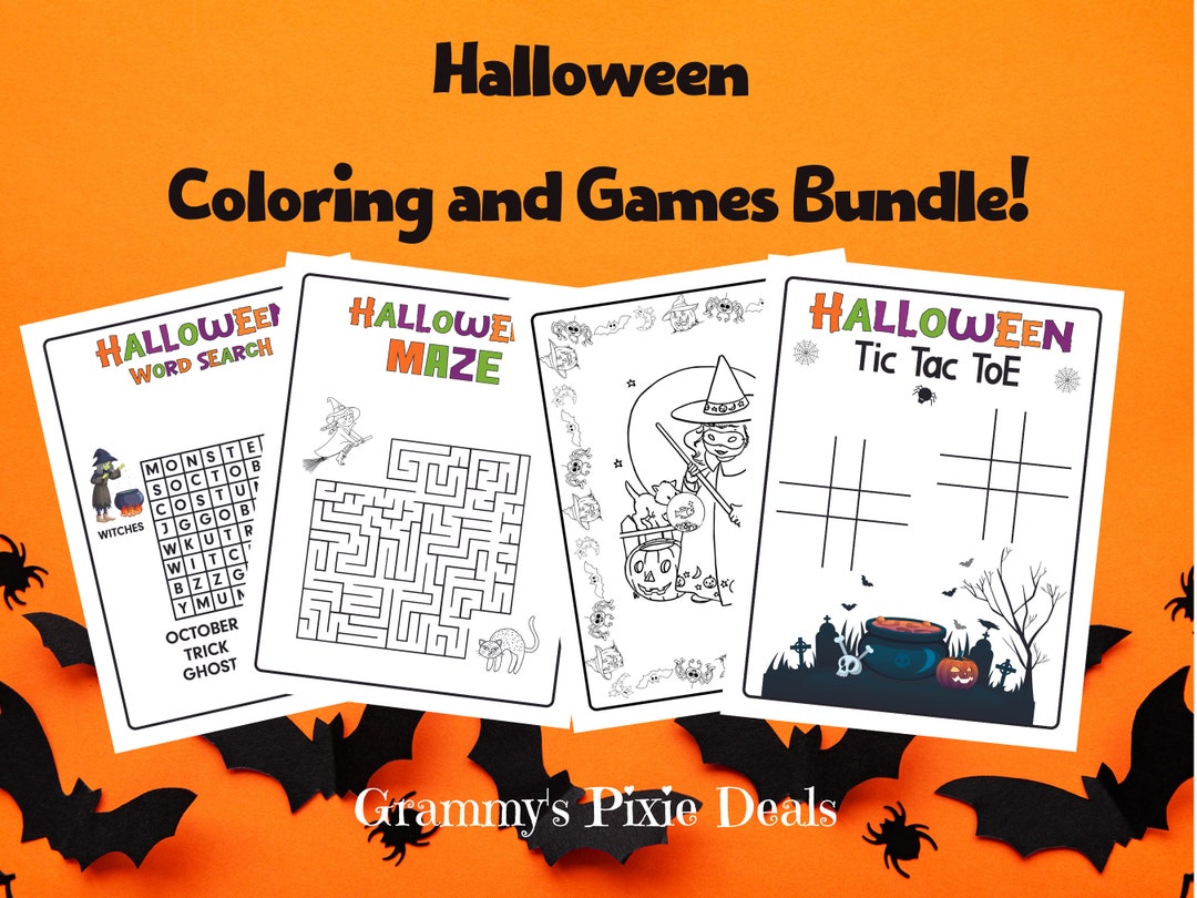 Halloween Coloring and Games Bundle-20 Printable Halloween - Etsy