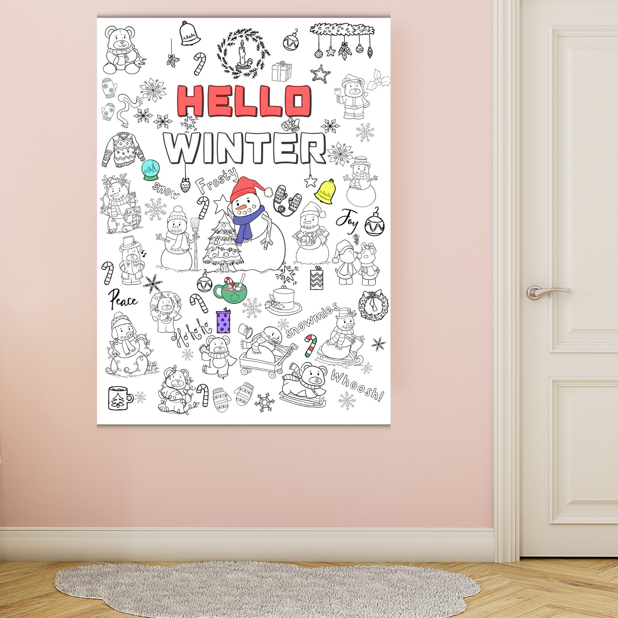 Giant Winter Coloring Poster, Coloring for Kids, Homeschool Printables ...