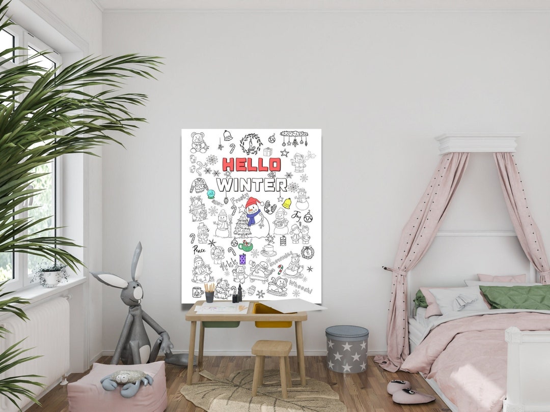 Giant Winter Coloring Poster, Coloring for Kids, Homeschool Printables ...