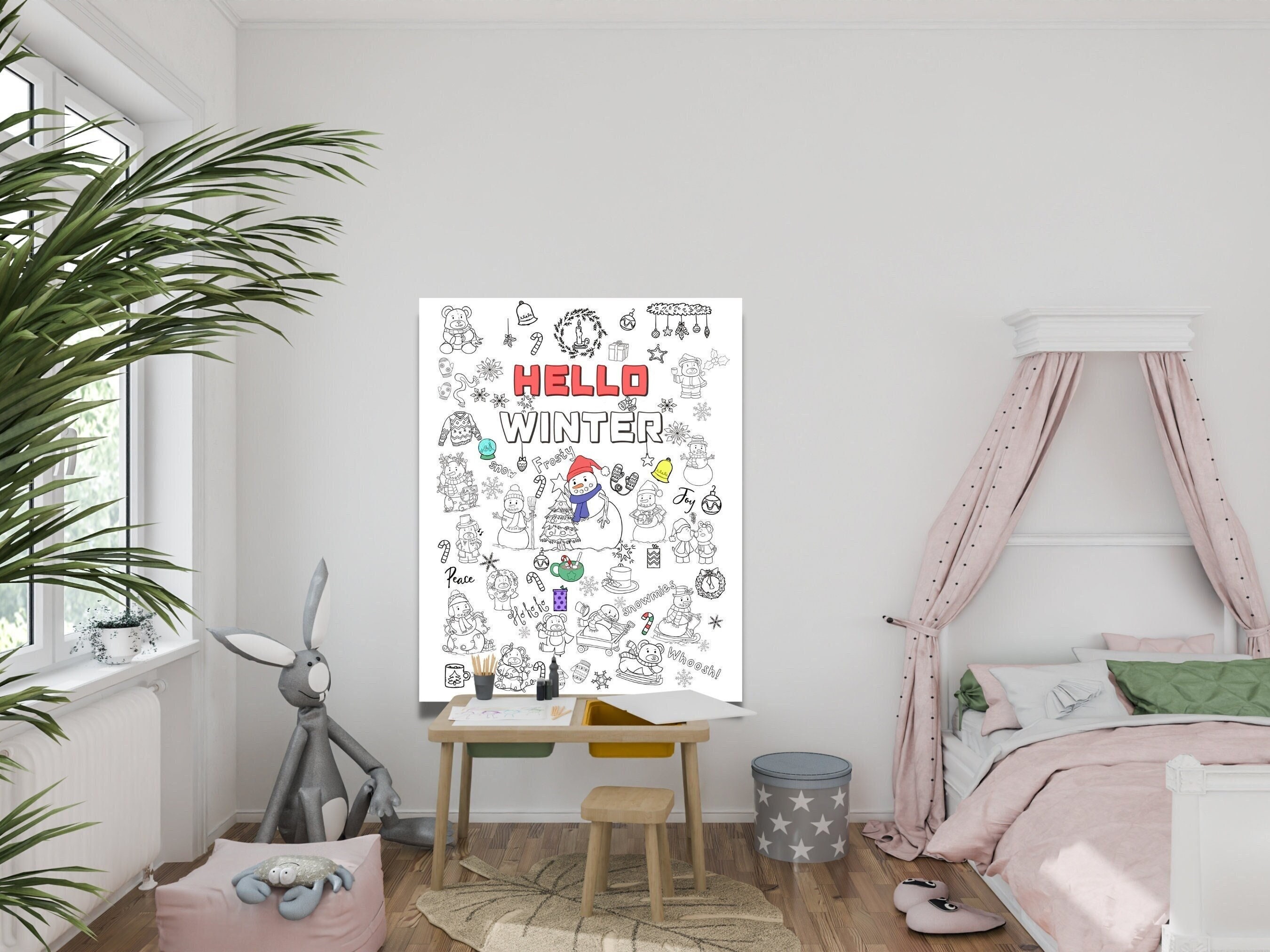 Giant Winter Coloring Poster, Coloring for Kids, Homeschool Printables ...