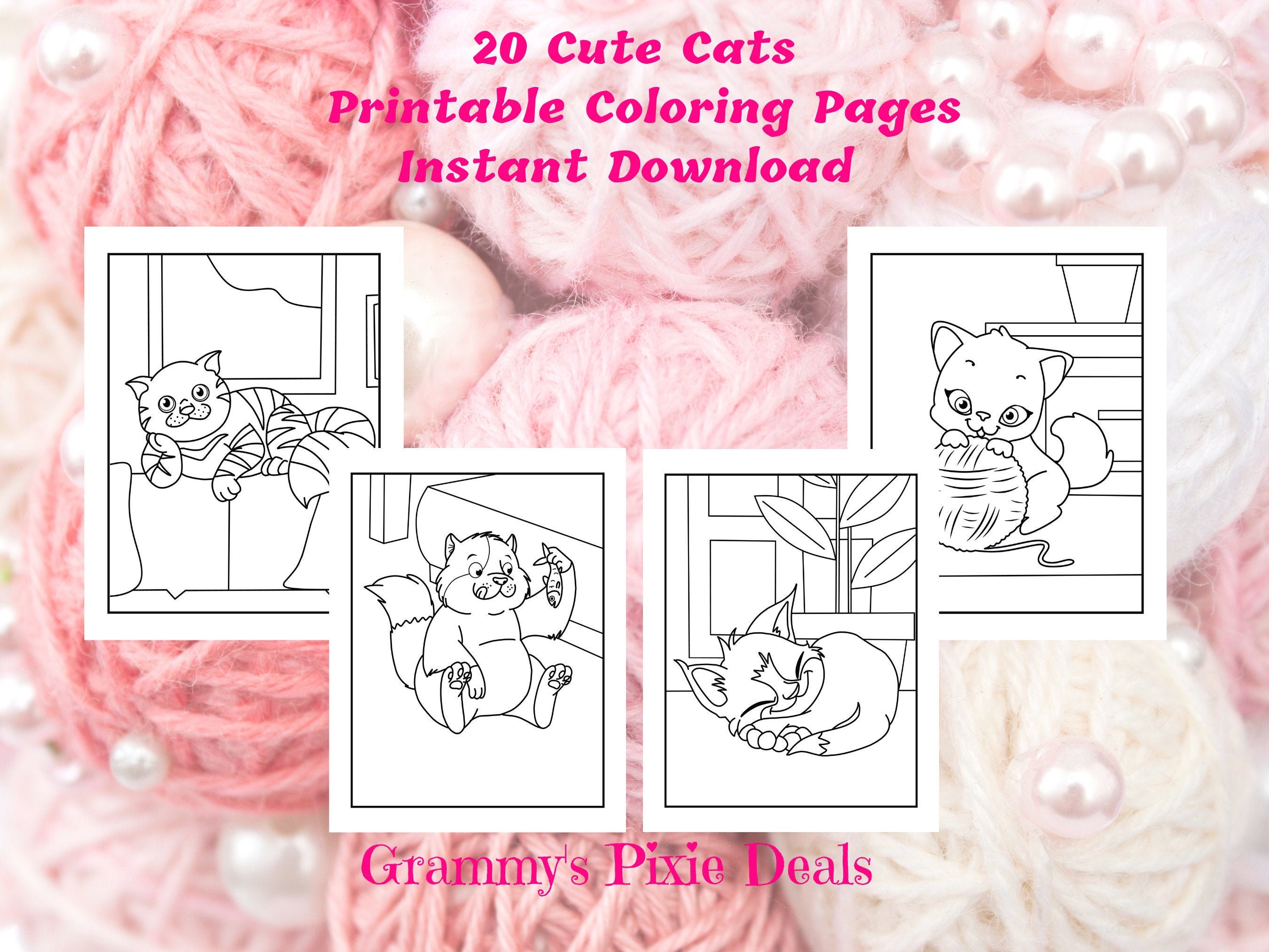 Cute Cat Coloring Pages20 Printable Coloring Pages, Cat Printable, Cat ...