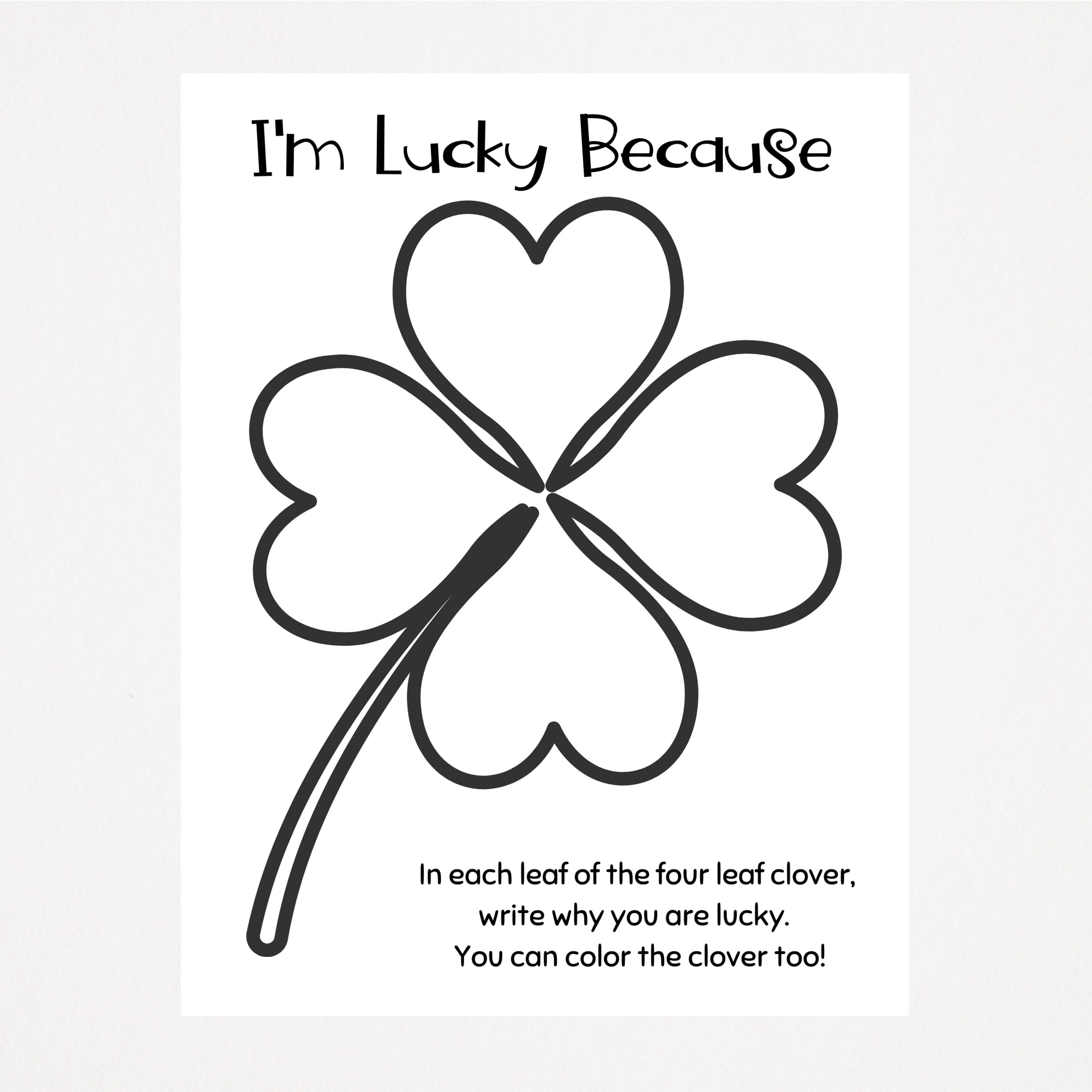 St. Patrick's Day Printable, I'm Lucky Writing Activity, Journal Prompt ...