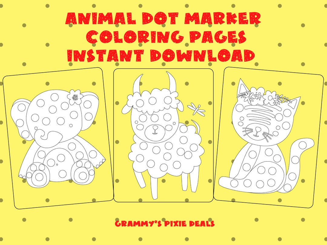 Animal Dot Marker Coloring Pages30 Printable Animal (Instant Download ...