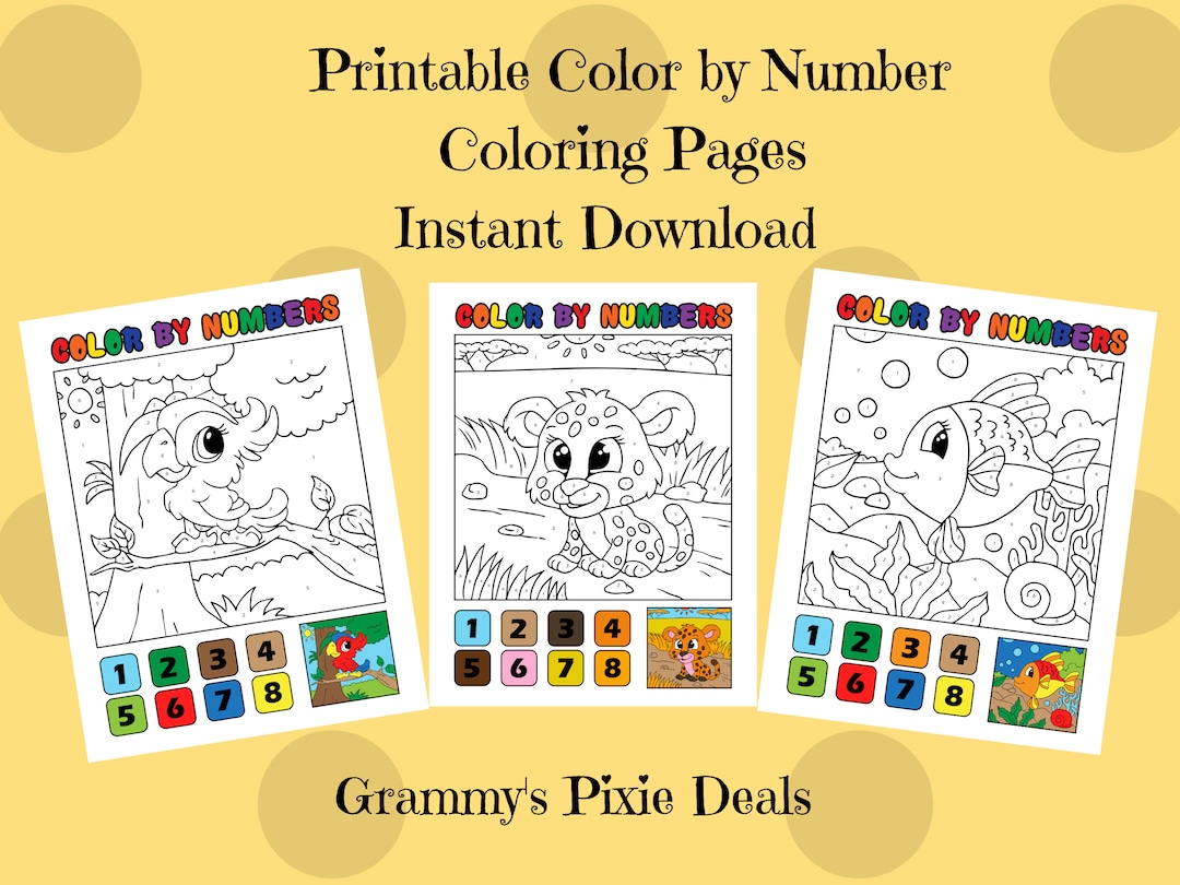 Color by Numbers Cute Animals Coloring Pages20 Printable Color by ...
