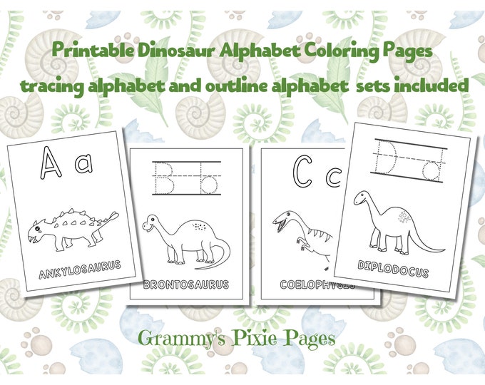 Dinosaur ABC Alphabet Coloring Pages for Preschool and Baby Shower ...