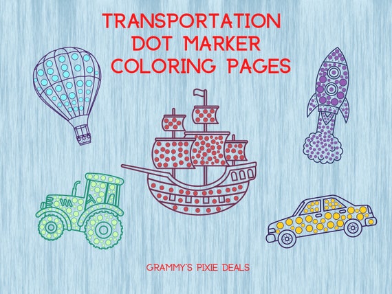 Transportation Dot Marker Coloring Pages30 Printable | Etsy