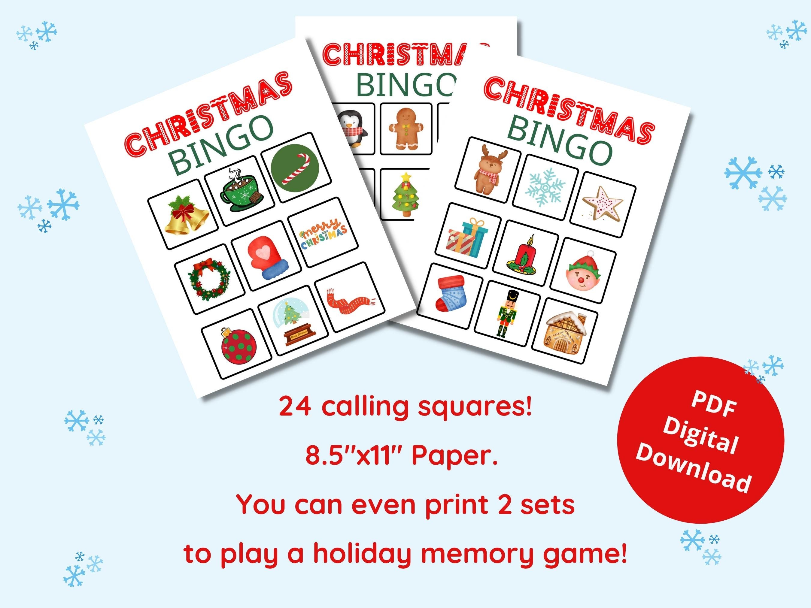 Christmas Bingo Printable Game for Kids, 30 Bingo Cards, Children ...