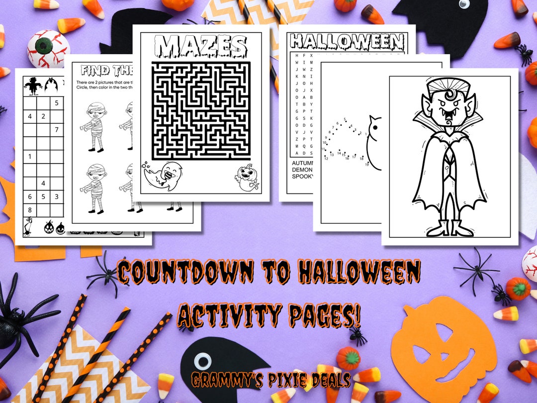 Countdown to Halloween Activity Pages With Bonus Puzzles-31 - Etsy