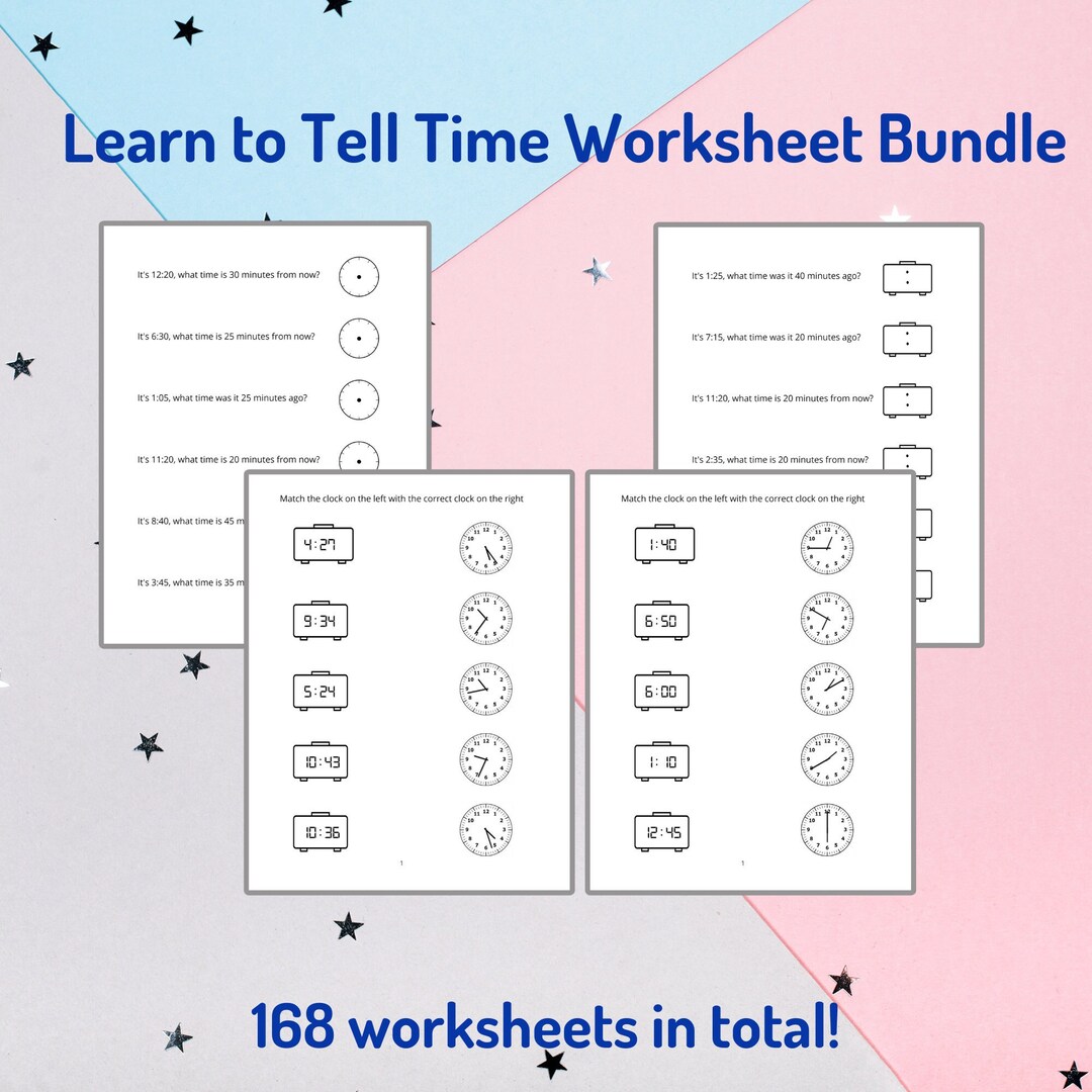 Telling Time Worksheet Bundle, How to Tell Time Worksheets, Elementary ...
