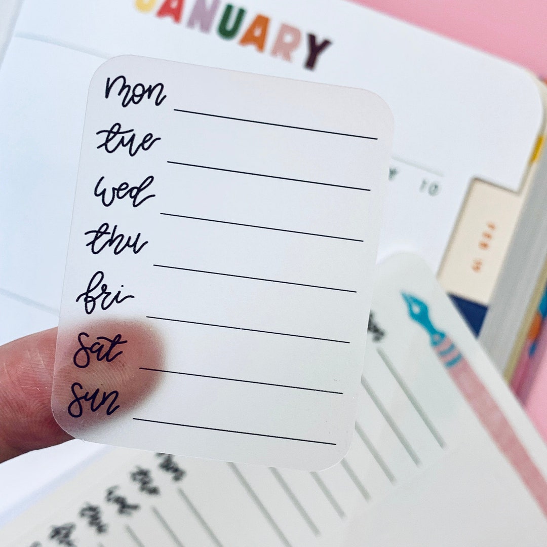 Weekly Sidebar Menu Habit Tracker {hand-lettered Clear Matte} Planner ...