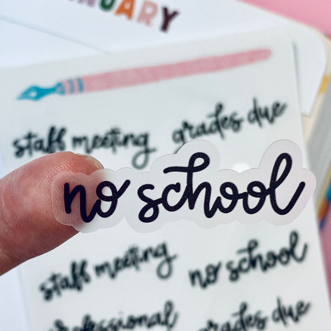 School Teacher hand-lettered Clear Matte Planner Stickers - Etsy