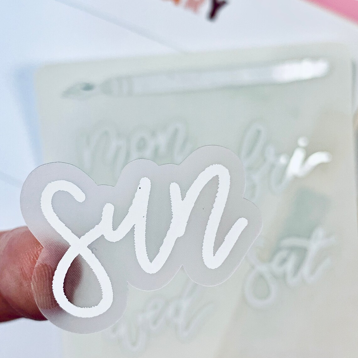 WHITE FOIL Days of the Week hand-lettered Clear Matte Planner Stickers ...