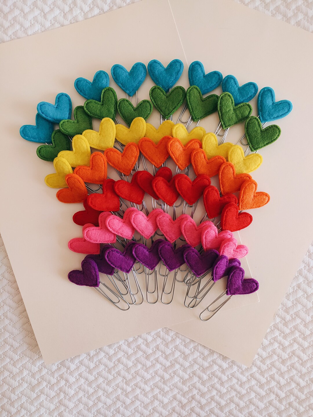 Valentines Day Heart Paper Clips; Set of 7 Rainbow Planner Clips ...