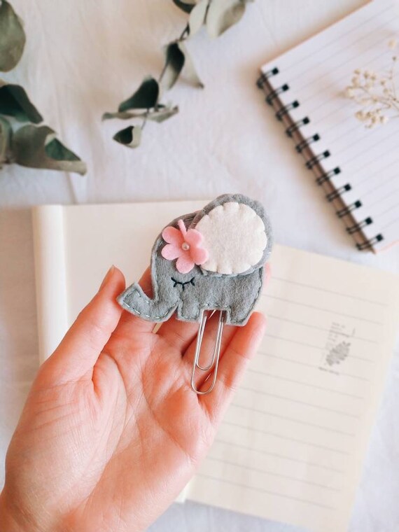 Elephant clip Planner accessories Felt paper clip | Etsy