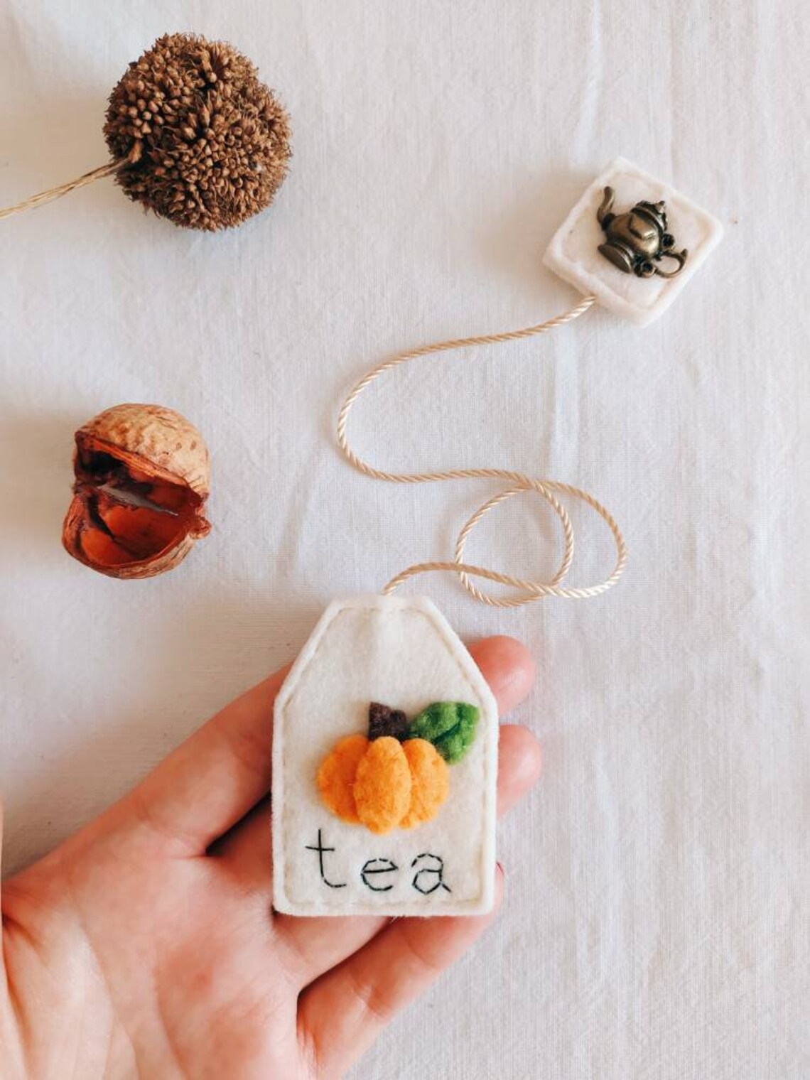 Felt Tea Bag Bookmark With Pumpkin Autumnal Bookmark - Etsy