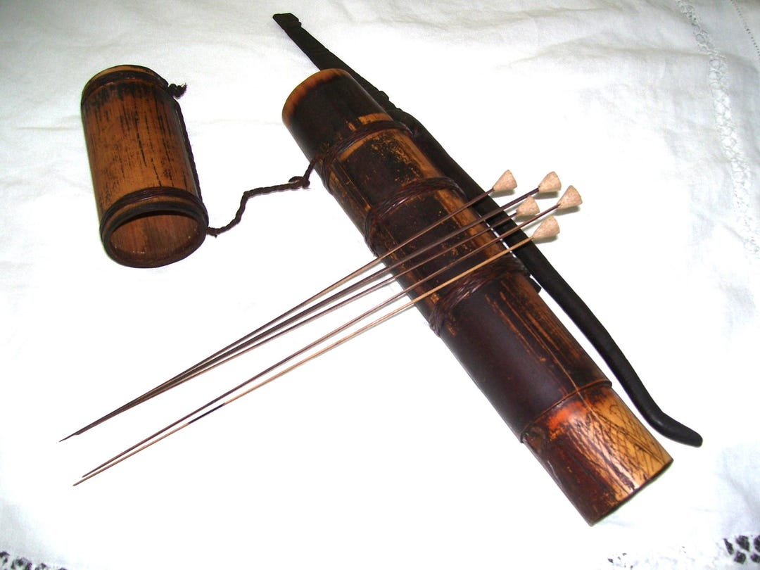 Borneo Bamboo Blowpipe Quiver With Darts Dayak Tolor/telenga Vintage - Etsy