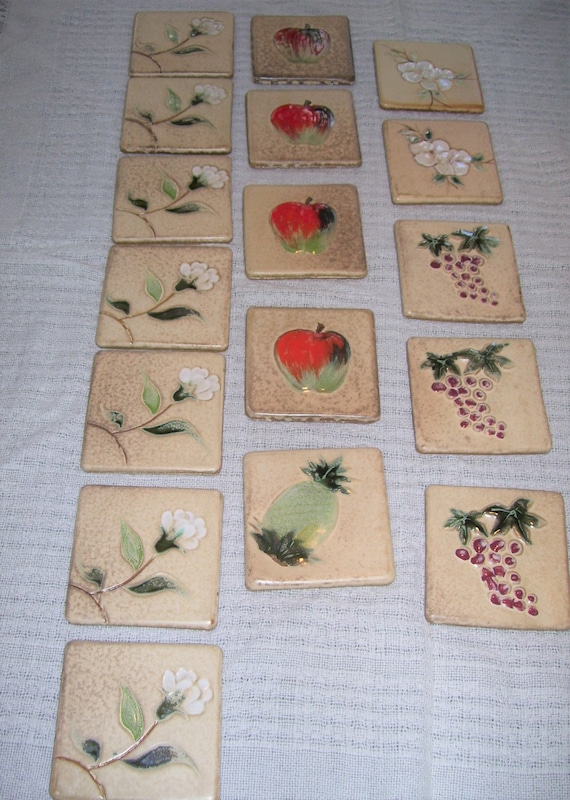 17 4x4 Inch Handmade Tiles Vintage - Etsy