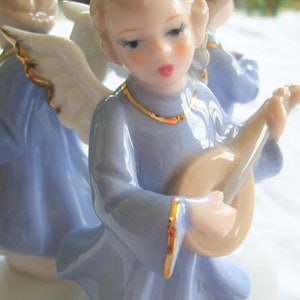 Porcelain Musical Figurine Musical Angels Music Box 5.75 Inches Vintage ...