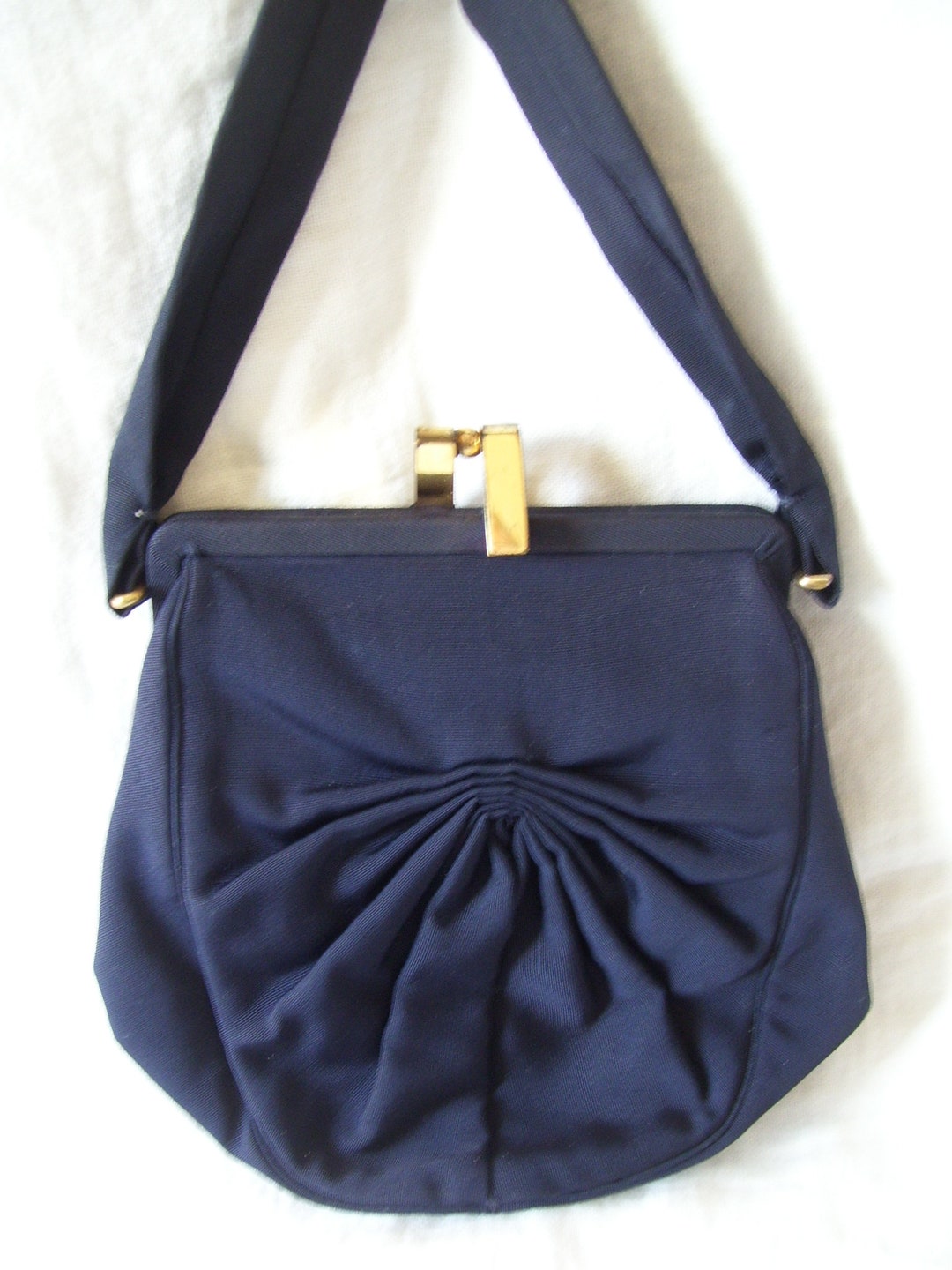 Navy Blue Crepe Handbag by Dorian Formal Evening Handbag Vintage - Etsy